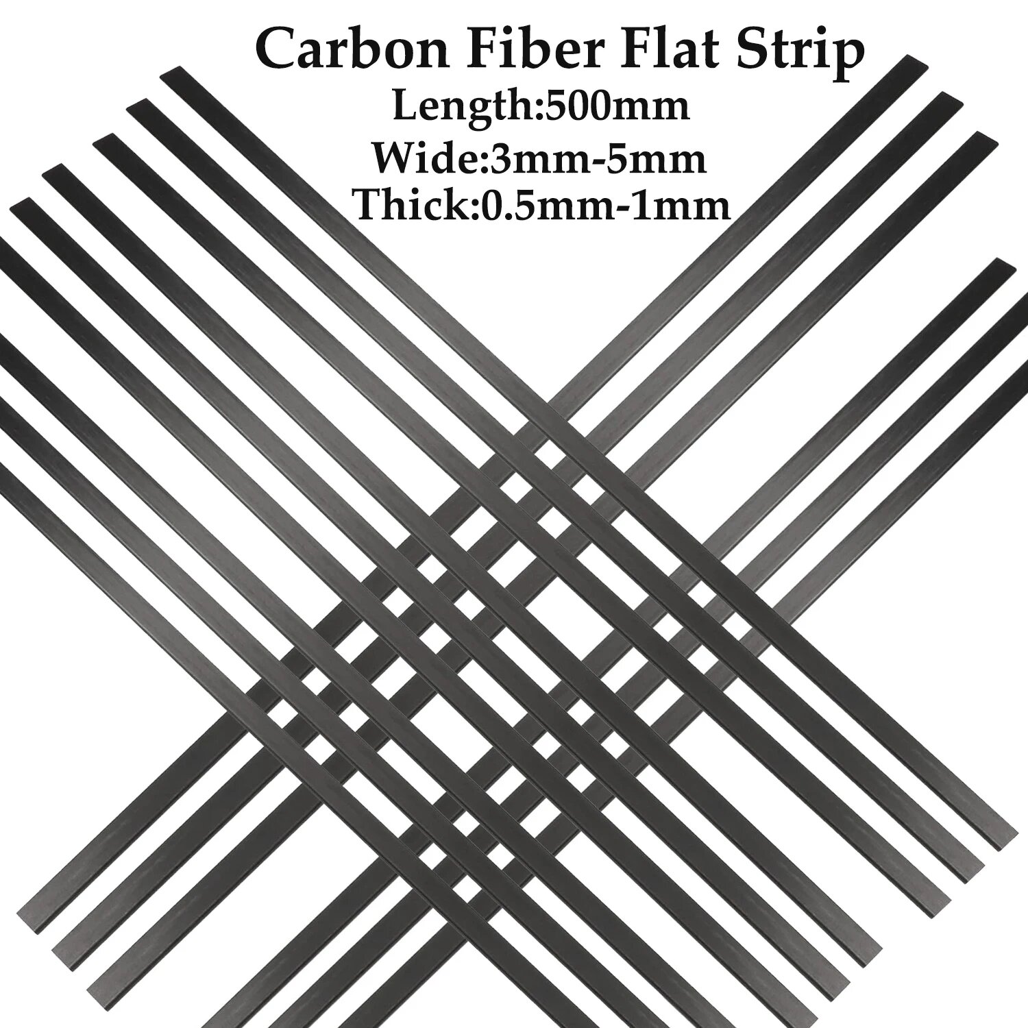 Лист из углеродного волокна 5 шт, 500 мм 0.8mmx3mm 5pcs