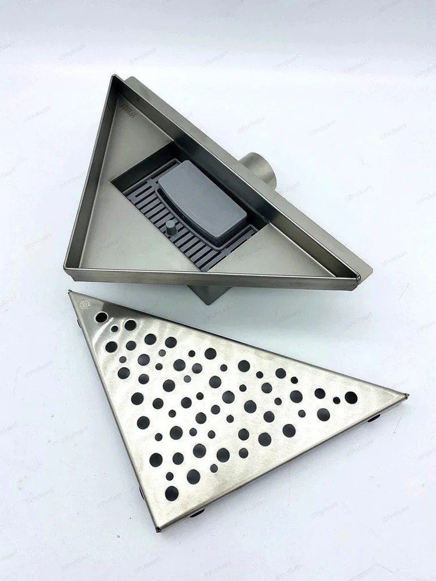 Угловой трап (горизонтальный) из нержавеющей стали TIM 200х200 мм с сухим затвором TIM арт. BAD412002