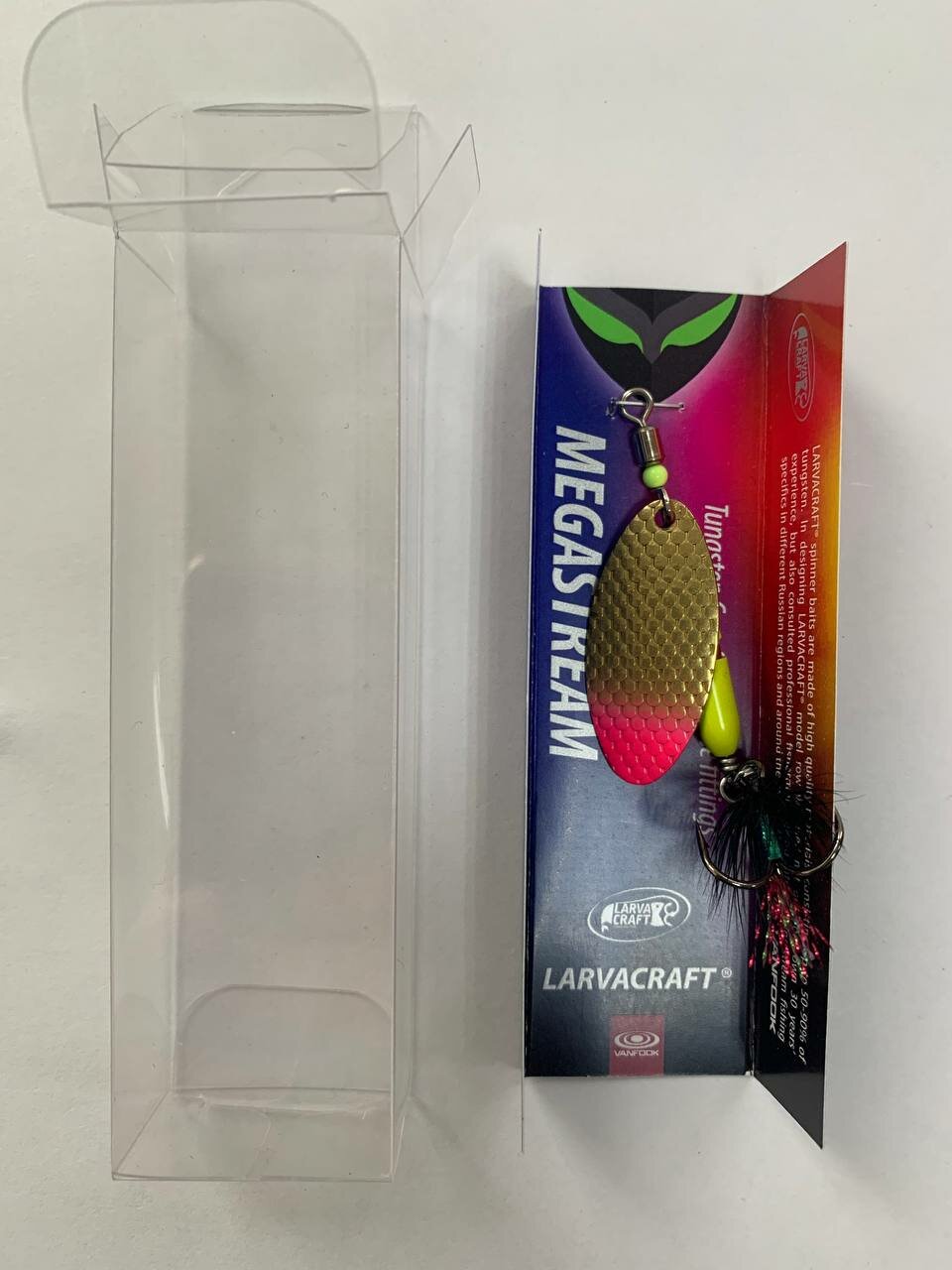 Блесна вращ. Larvacraft Megastream 10гр. Gold/Pink вольфрам серд. Yellow