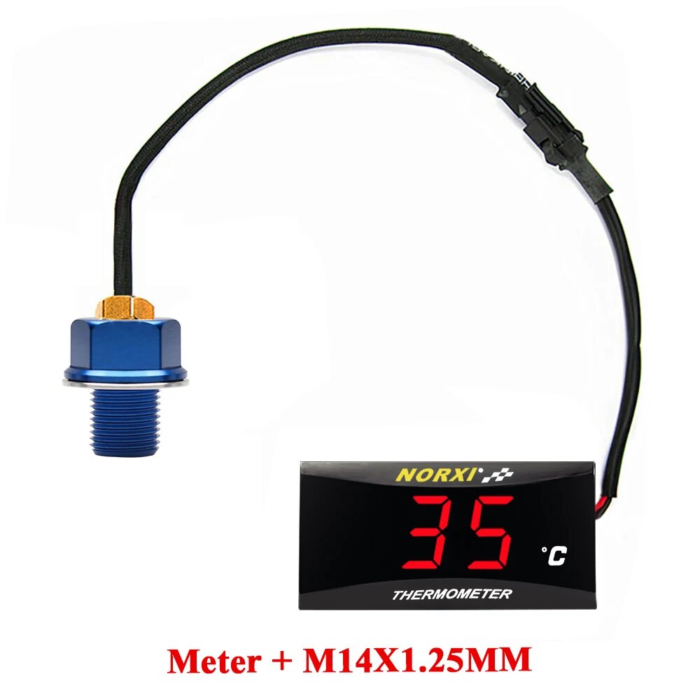 Koso датчик температуры масла для мотоцикла norxi мини квадратный цифровой инструмент влажность для nmax125 мотоциклетные температурные ингаторы Черный, Red-M14X1.25MM