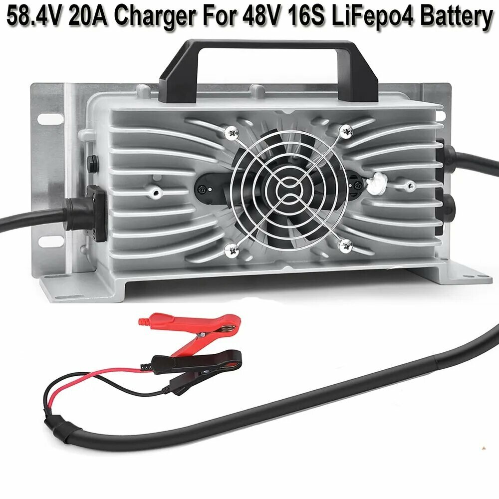 58.4V20A Зарядное устройство для литиевых аккумуляторов для гольф-каров, встроенное с зажимом типа крокодил для аккумуляторов LiFePO4 16S 48V