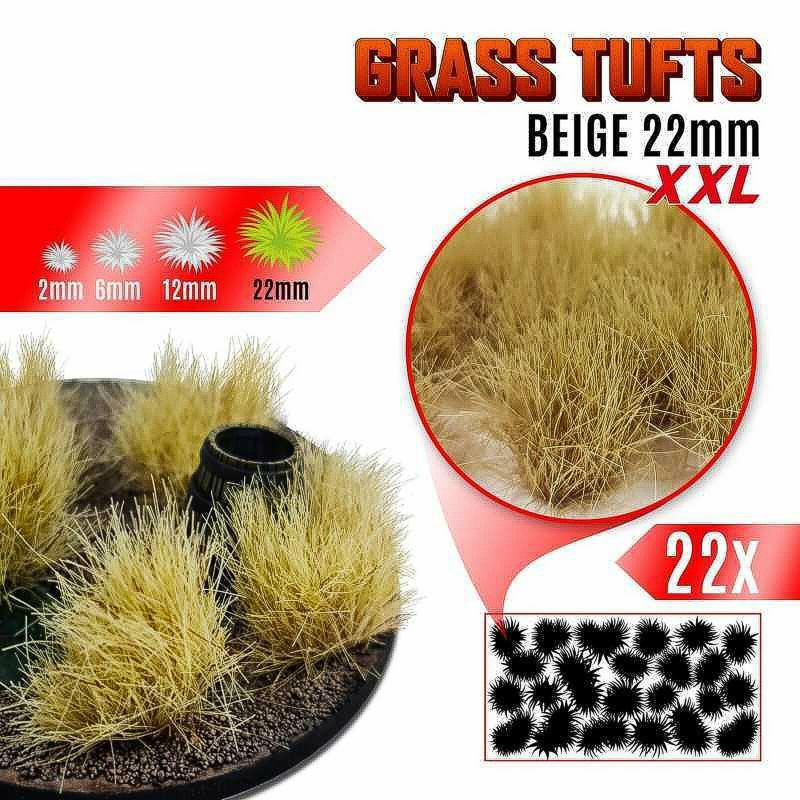 Пучки травы для моделирования Green Stuff World Grass Tufts 22 mm Beige