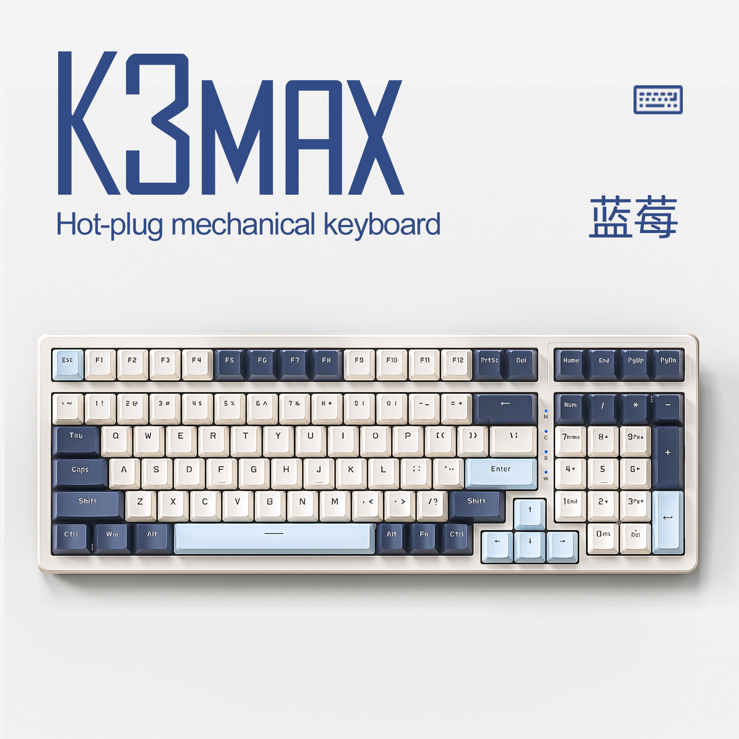 Механическая клавиатура K3MAX, красные переключатели, RGB-подсветка, Голубая клавиша K3MAX брусника