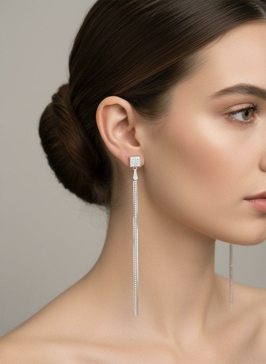 Серьги, серебро, 925 проба, фианит