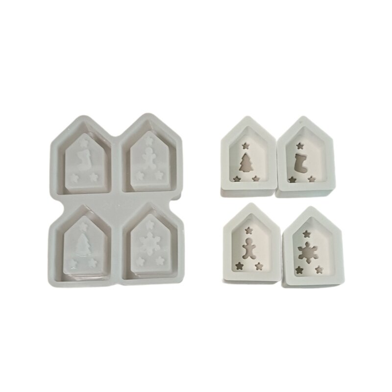 Формы для фигурок с силиконовой текстурой в форме Домика для проектов из смолы и гипса