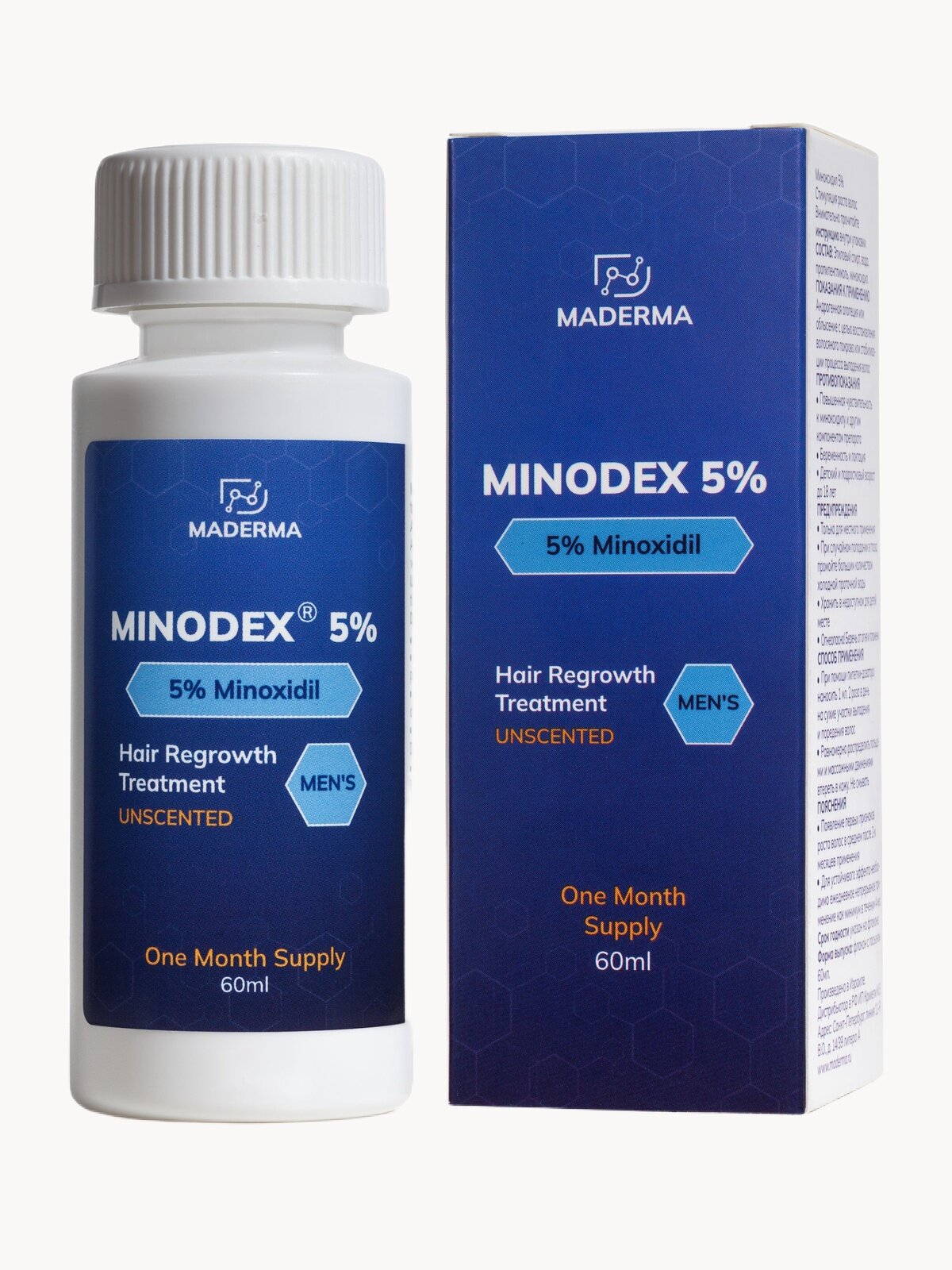 Minodex 5%, сыворотка для роста волос и бороды, лосьон активатор волосяных фолликулов, бустер кровотока, 60 мл