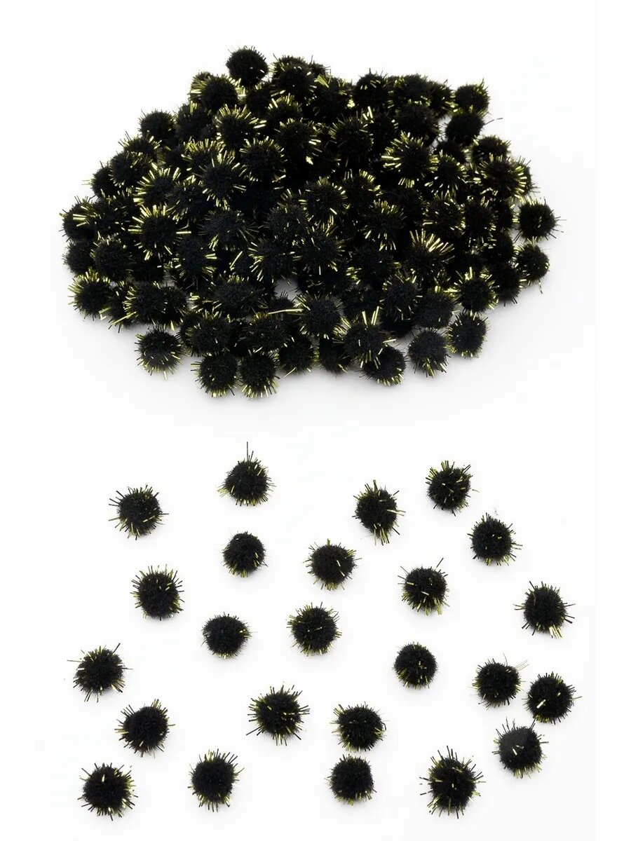 Помпоны с люрексом 10 мм (100 шт)