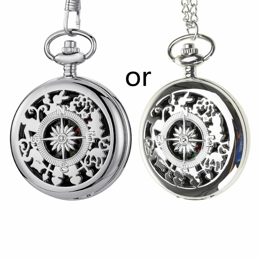 Карманные часы с компасом в стиле ретро-Серебро, 1 шт