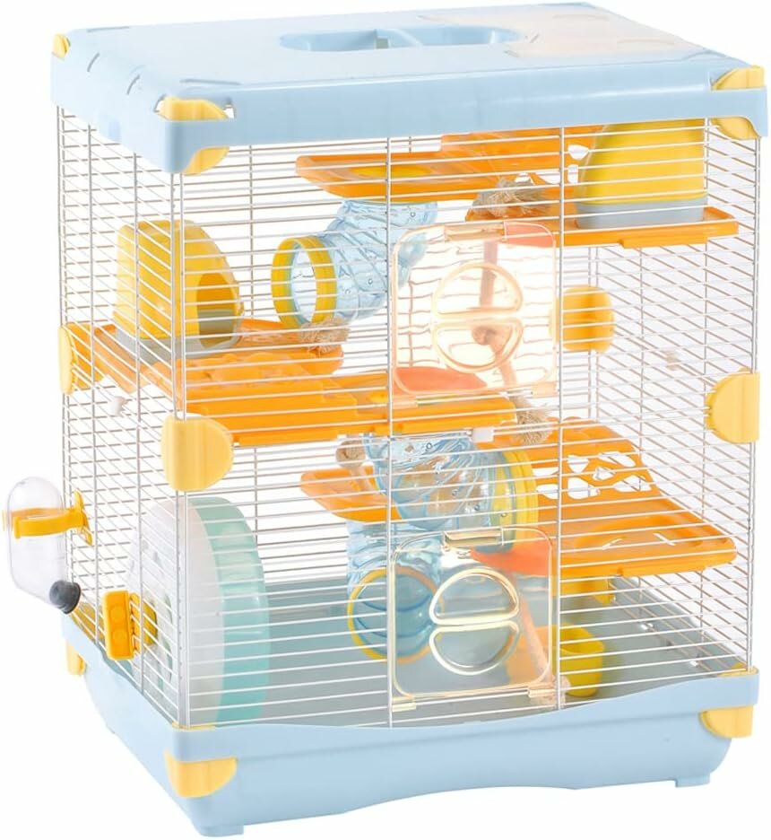 Клетка для хомяка двухэтажная, синий, 36x27x42.5 см
