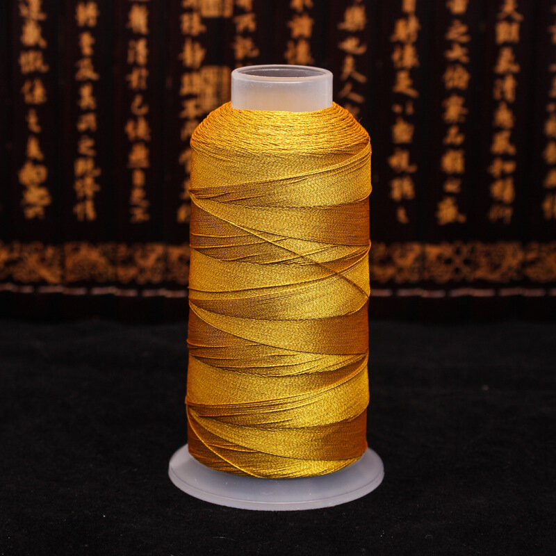 Браслет, плетеный, из золотой шелковой нити, с кисточкой, ручной работы