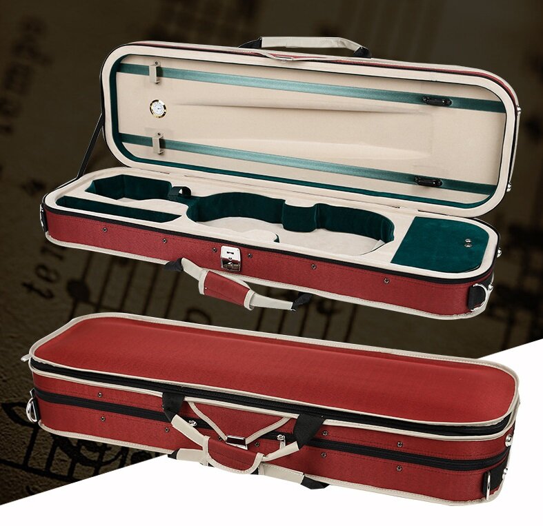 Футляр для скрипки 4/4, водонепроницаемый, влагостойкий и устойчивый к сжатию, изготовлен из красной ткани с белыми краями