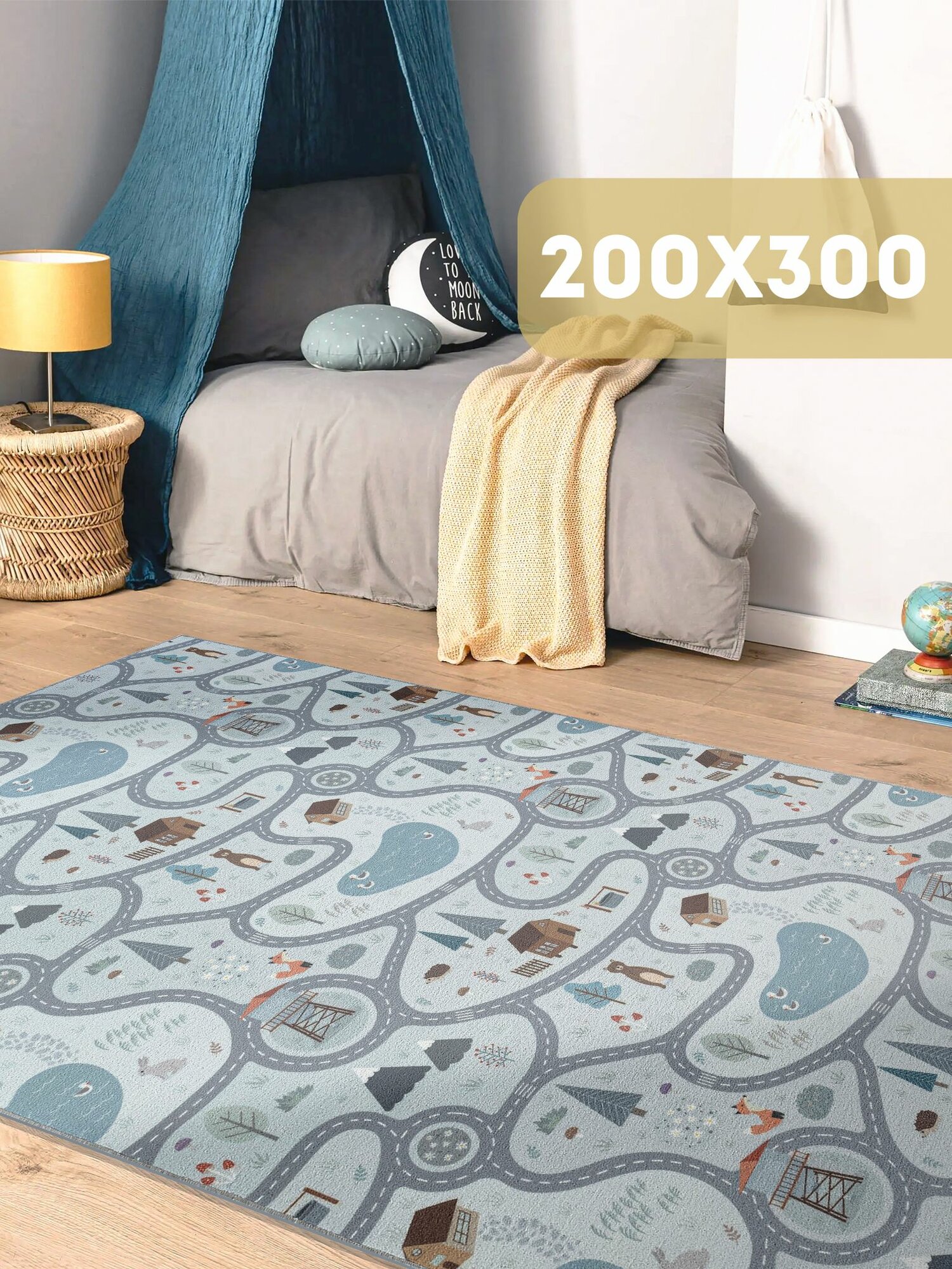 Ковер для гостиной 200x300 см - Водоотталкивающий, легко чистится | Современный дизайн | Для дома и офиса | Плотный