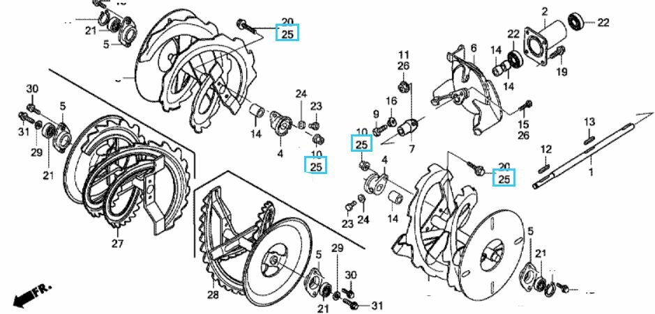 Комплект Срезных болтов и гаек шнеков для снегоуборщиков Honda HSM1380i / HSM1390i; Артикул Honda: 06957V15F00 (Оригинал)