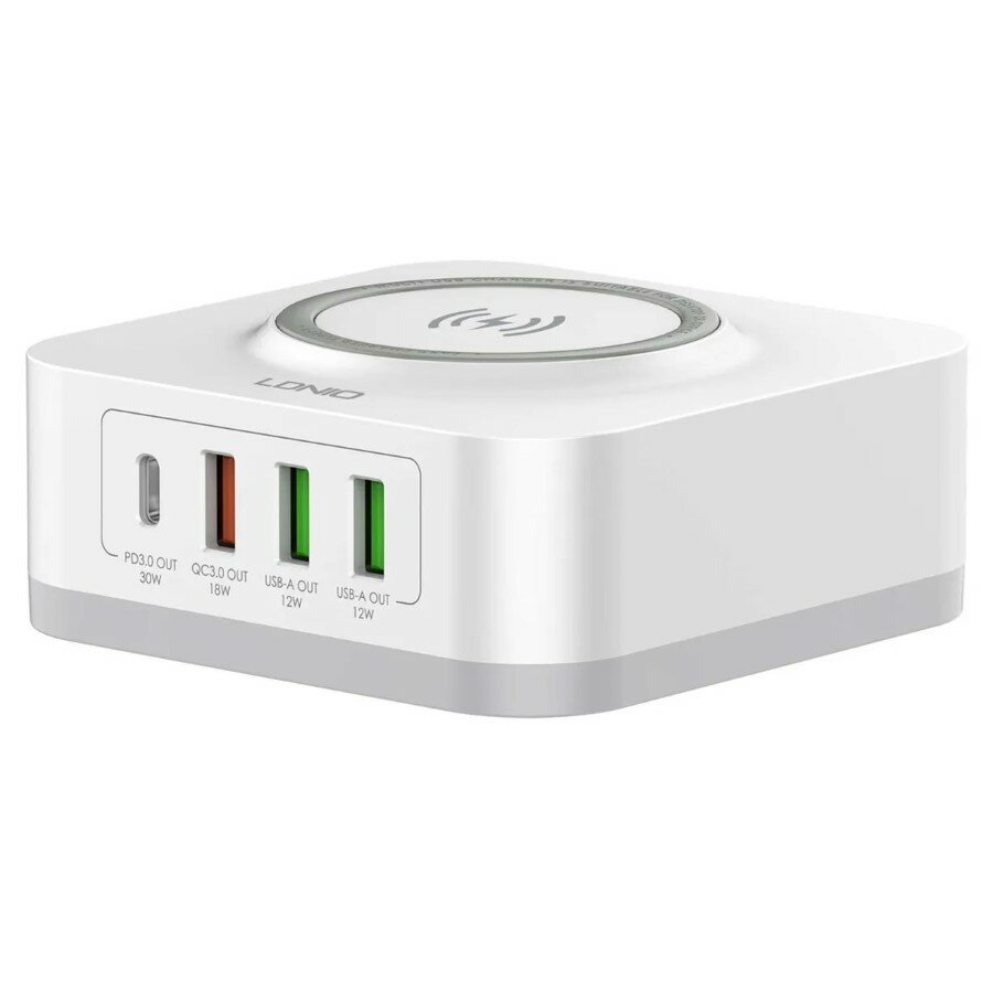 Зарядная станция LDNIO AW004 на 4 USB устройства,(220В)USB адаптер LDNIO 4*USB + Qi+беспроводное зарядное устройство Qi