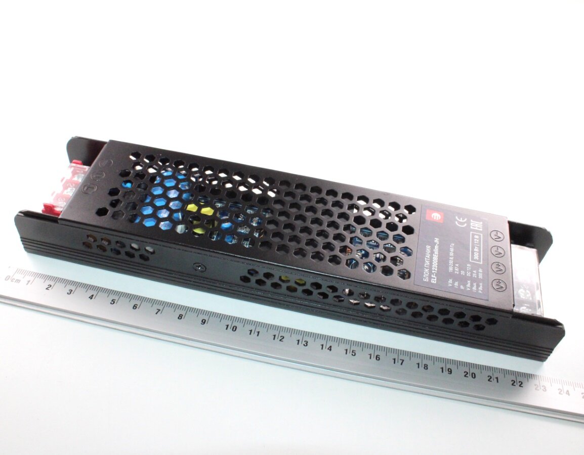 12V, 300W, 25A, 198-242VAC ELF-12300BEslim Black, Модуль питания сетевой (блок питания с винтами), ELF, Чёрный корпус