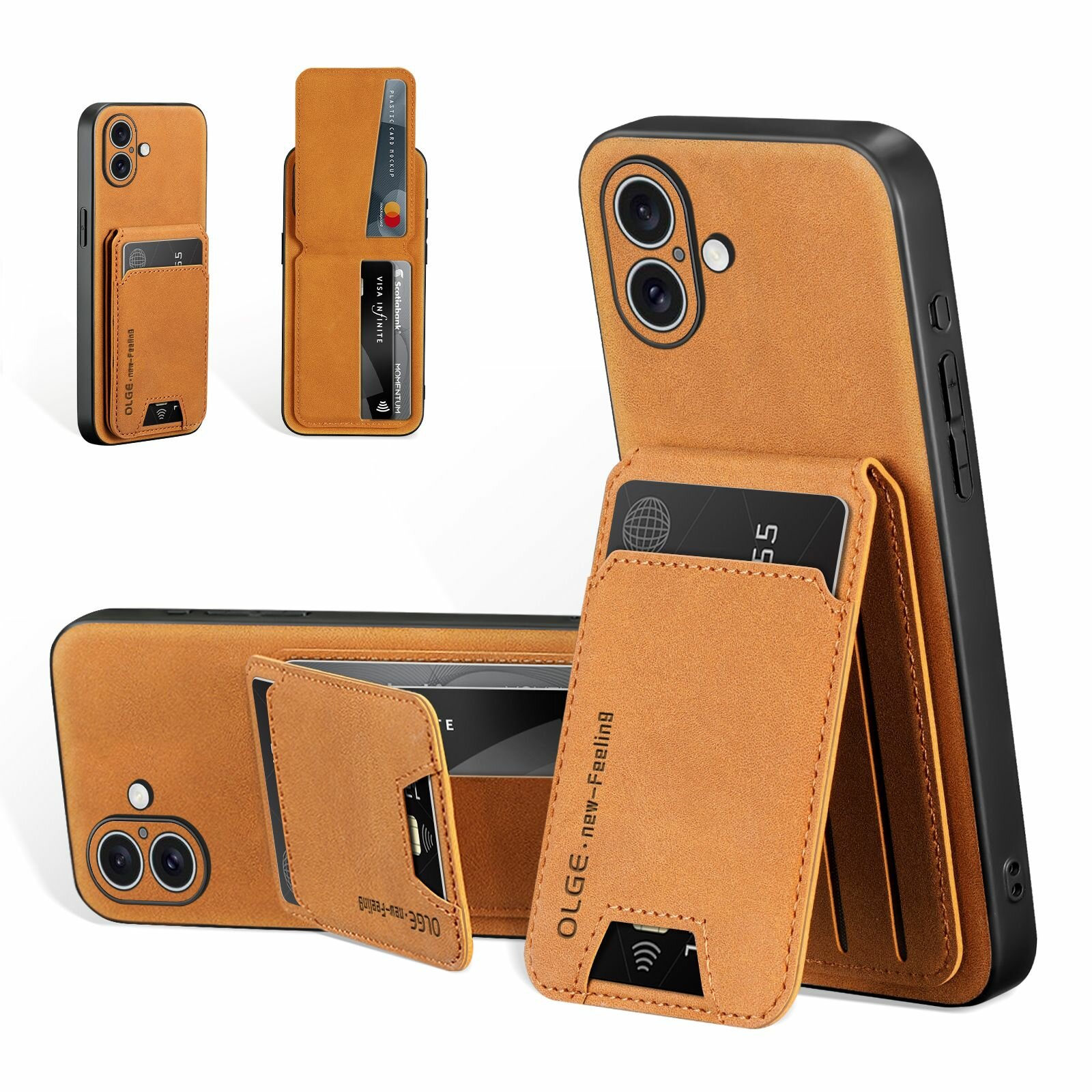 Картхолдер мужской на Apple iPhone 16 (Эпл Айфон 16) с MagSafe-Чехол бумажник