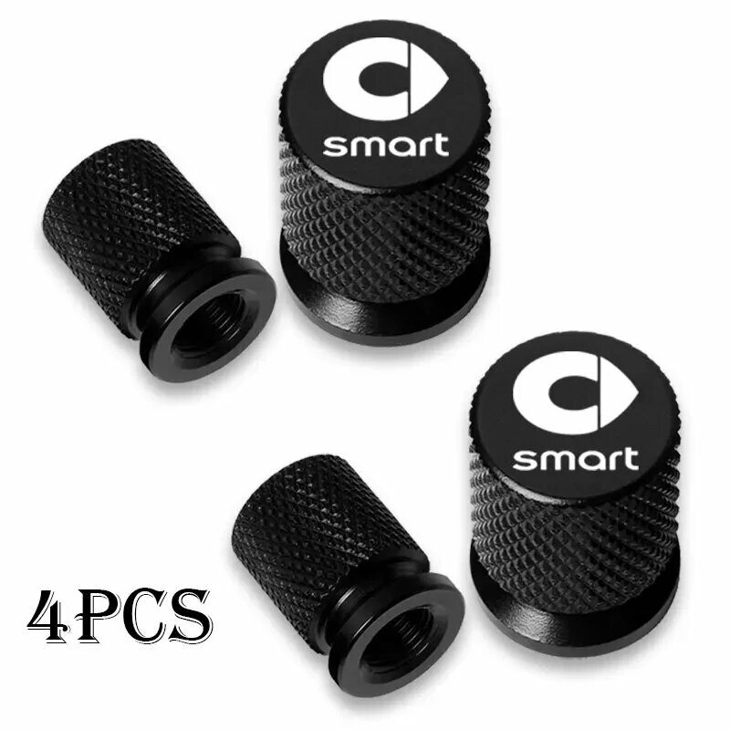 Колпачки ниппелей колес Smart, 4 шт, черный