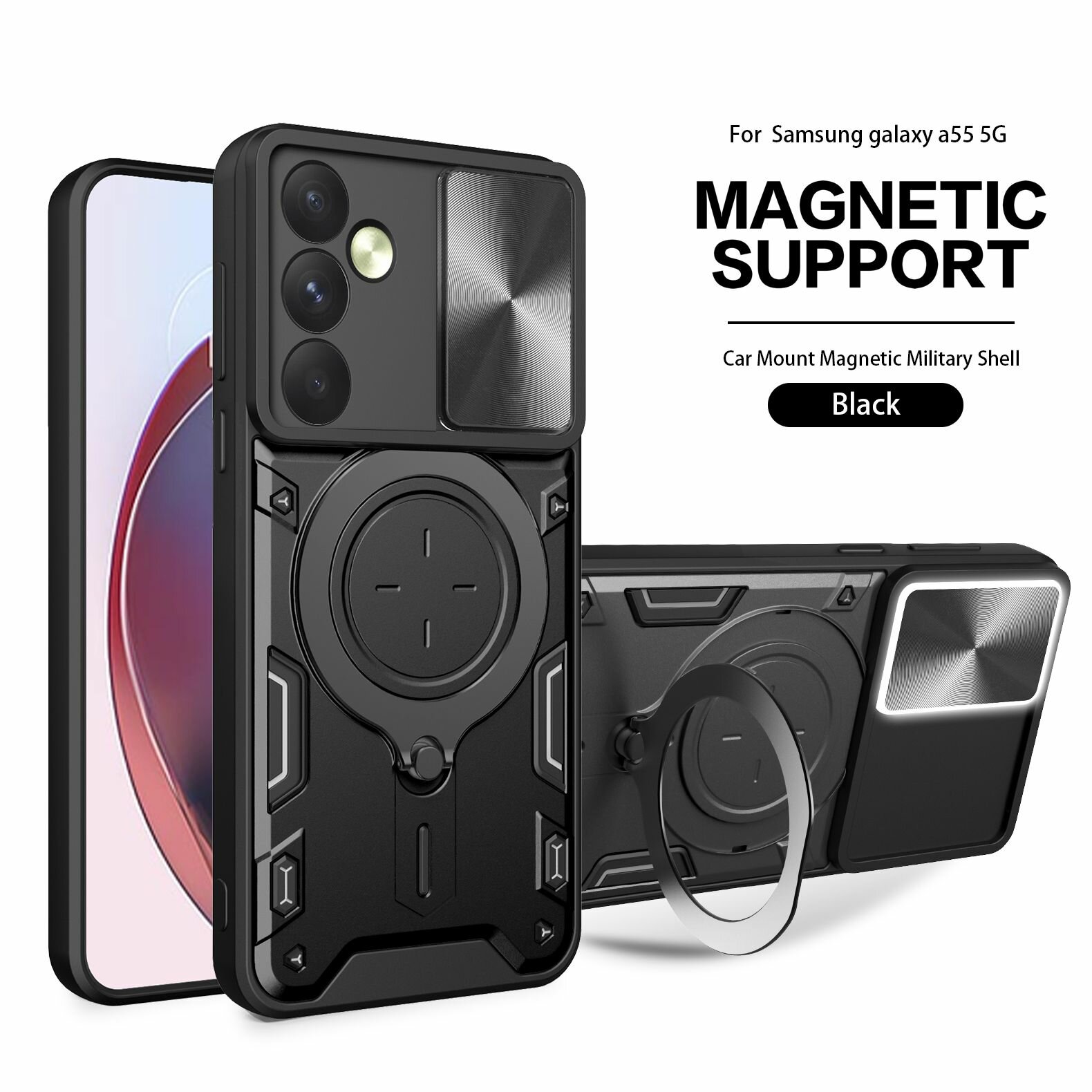 Чехол с кольцом Big Ring Case для Samsung Galaxy A55 черный