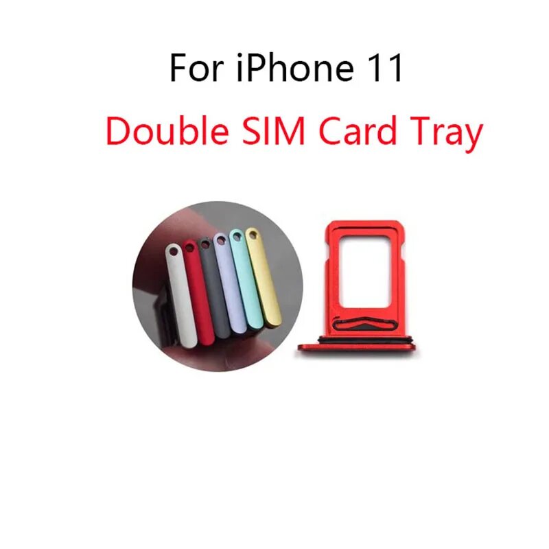 Двойной и одинарный лоток для SIM-карты для iPhone 11, держатель лотка для SIM-карты, разъем для устройства чтения SIM-карт Double SIM Silver