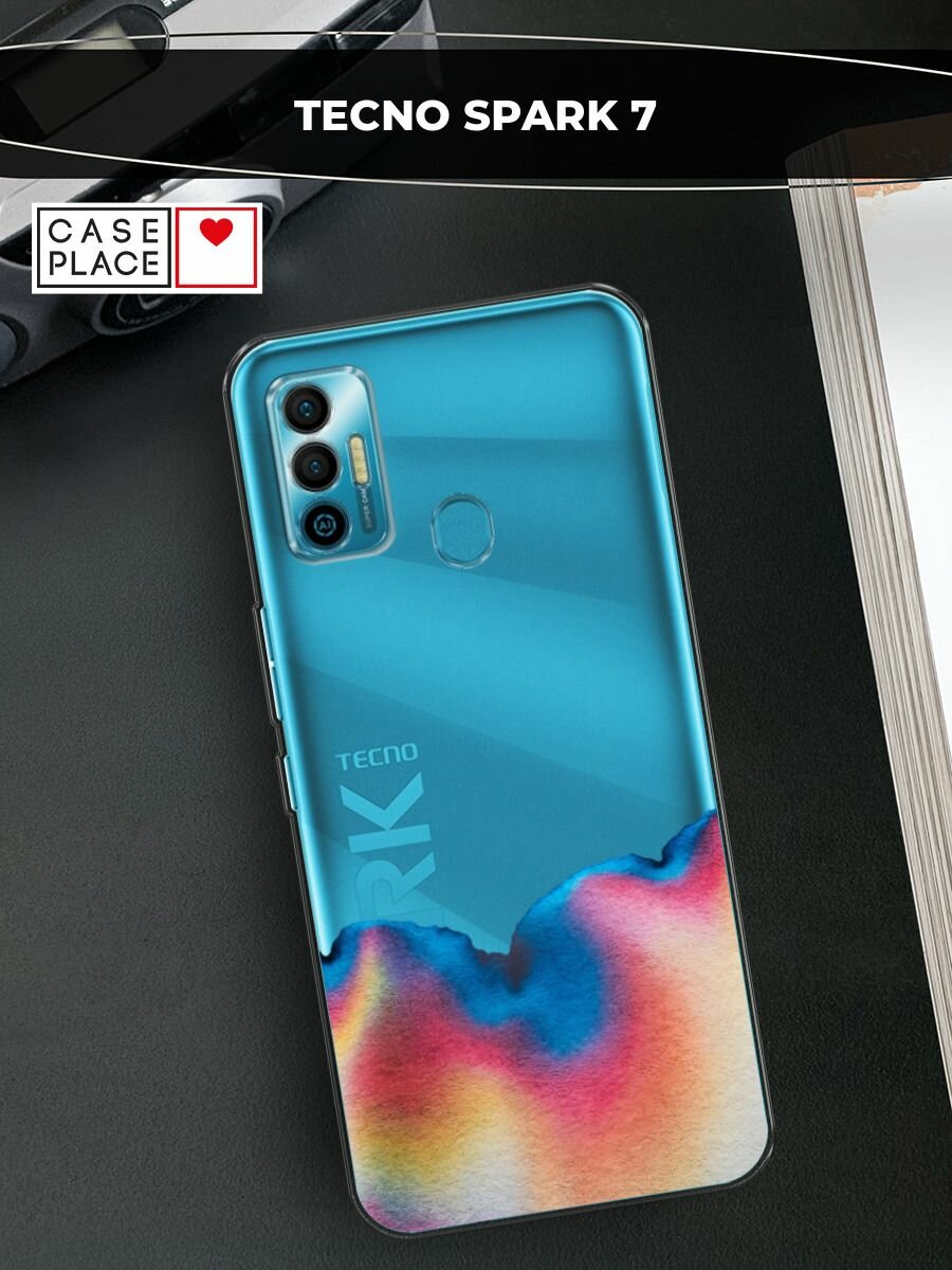 Чехол на Tecno Spark 7 / Техно Спарк 7 с принтом Акварельное сочетание, прозрачный