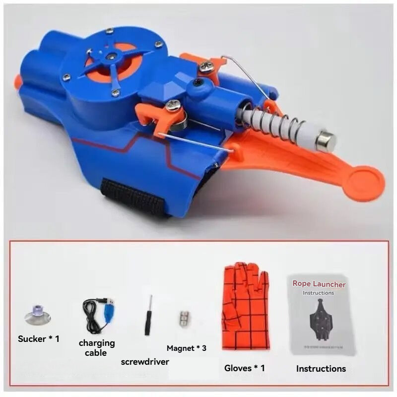 Игрушка для мальчиков: Задвижка-паука с мягкими пулями-пистолетами на присосках, перчатки с «чёрной технологией», способные запускать вращающуюся нить