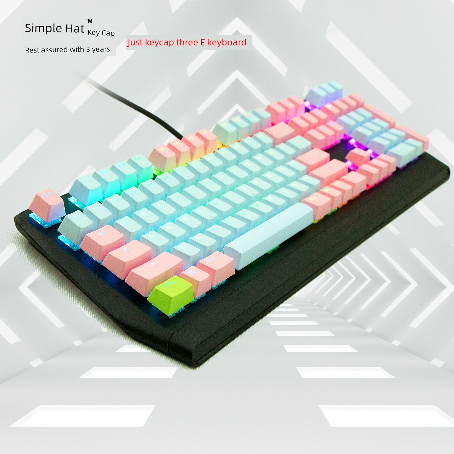 Alienware Matte PBT Прозрачные Клавиатурные Накладки - Синий Розовый Зеленый CTRL, Тема Духовный Молодой Человек для