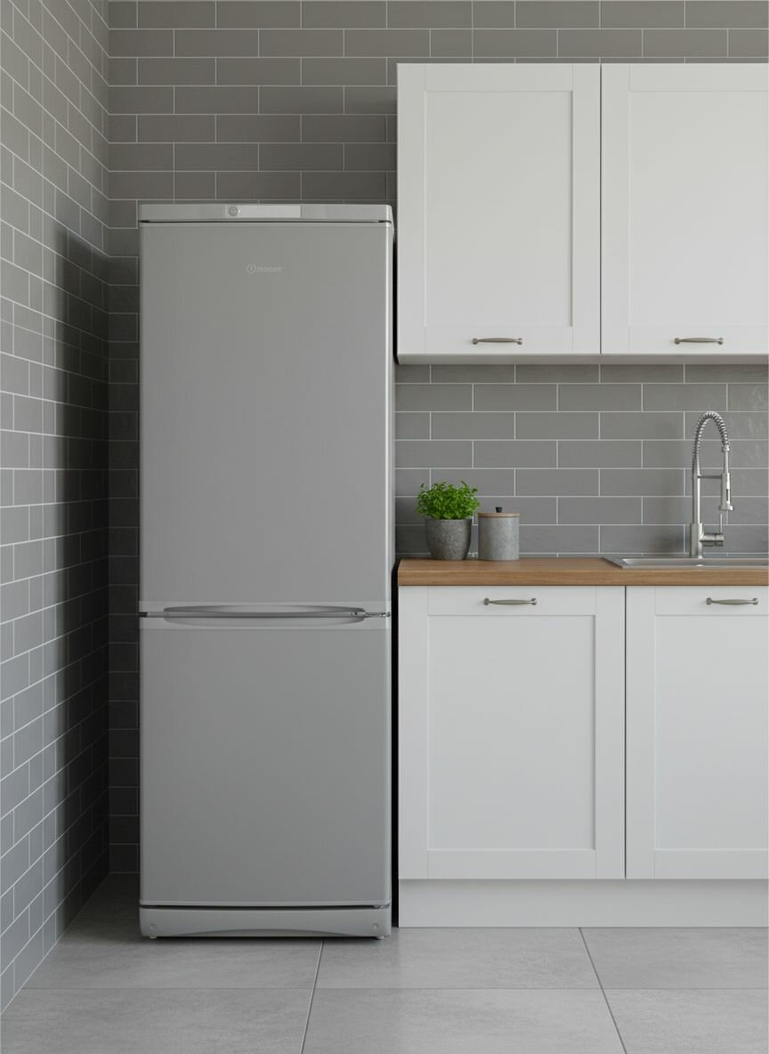 Холодильник Indesit ES16GA, 299 л, двухкамерный, морозилка снизу, A-класс, серебристый