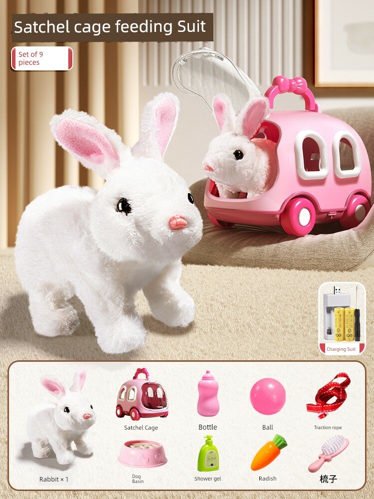 Детская электрическая плюшевая игрушка-кролик, белый кролик-плюшевая кукла для девочек, подарок на день рождения для