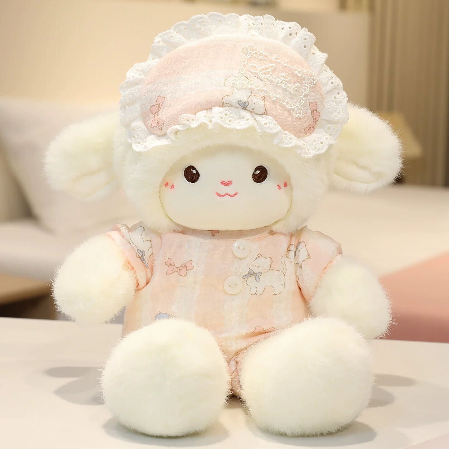 Плюшевая игрушка-овечка Nasal Bear Milk Fleece, бегущая овечка, детская подушка для сна, подарок для девочек Розовая