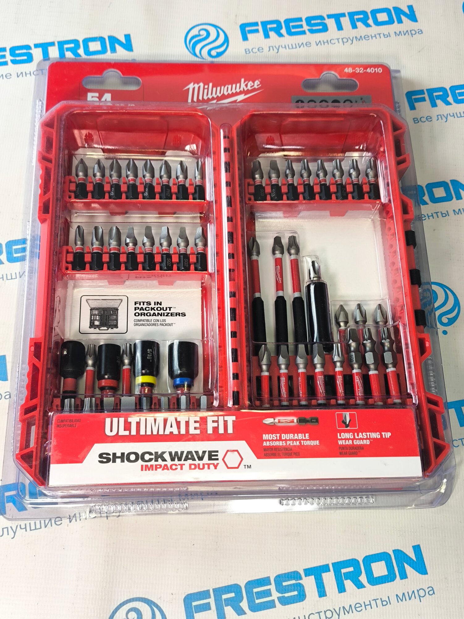 Набор бит ударный Milwaukee SHOCKWAVE -54 биты, сплав металла CUSTOM ALLOY76, футляр, Америка