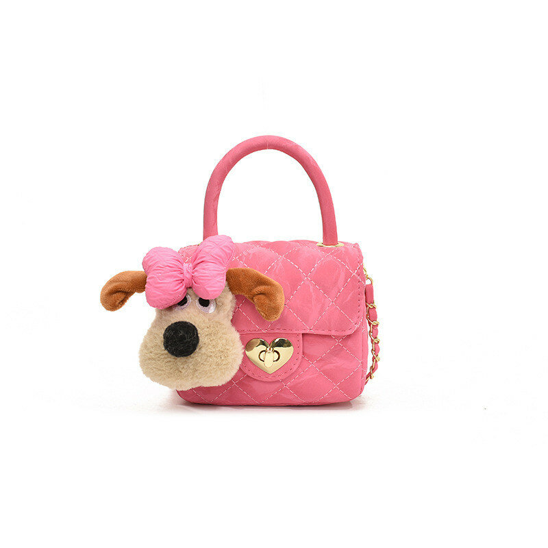 Мини сумка через плечо korean style unisex для детей с замком в виде сердца и стеганым дизайном, magenta charm