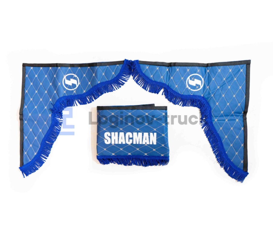 Ламбрекен лобового стекла + угол shacman эко кожа синий (27636)