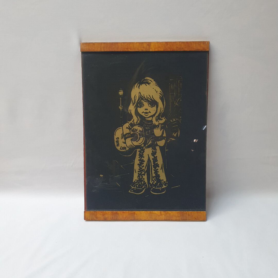 Резное панно из дерева под стеклом 44 Х 30, винтаж СССР