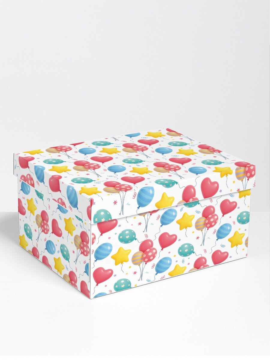 Коробка подарочная складная «Шарики», 31 х 25,5 х 16 см, белый, на подарок