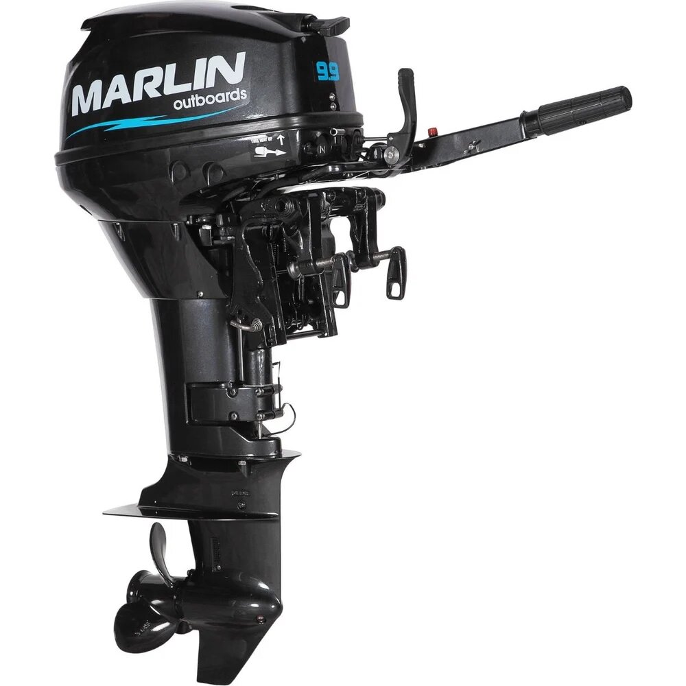Мотор MARLIN MP 9.9 AMHS, серый, двухтактный бензиновый, сталь‑алюминиевый корпус, система водяного охлаждения — фото 1