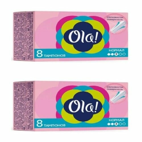 Ola Тампоны гигиенические Normal, Шелковистая поверхность, без аппликатора, в уп 8 шт, 2уп