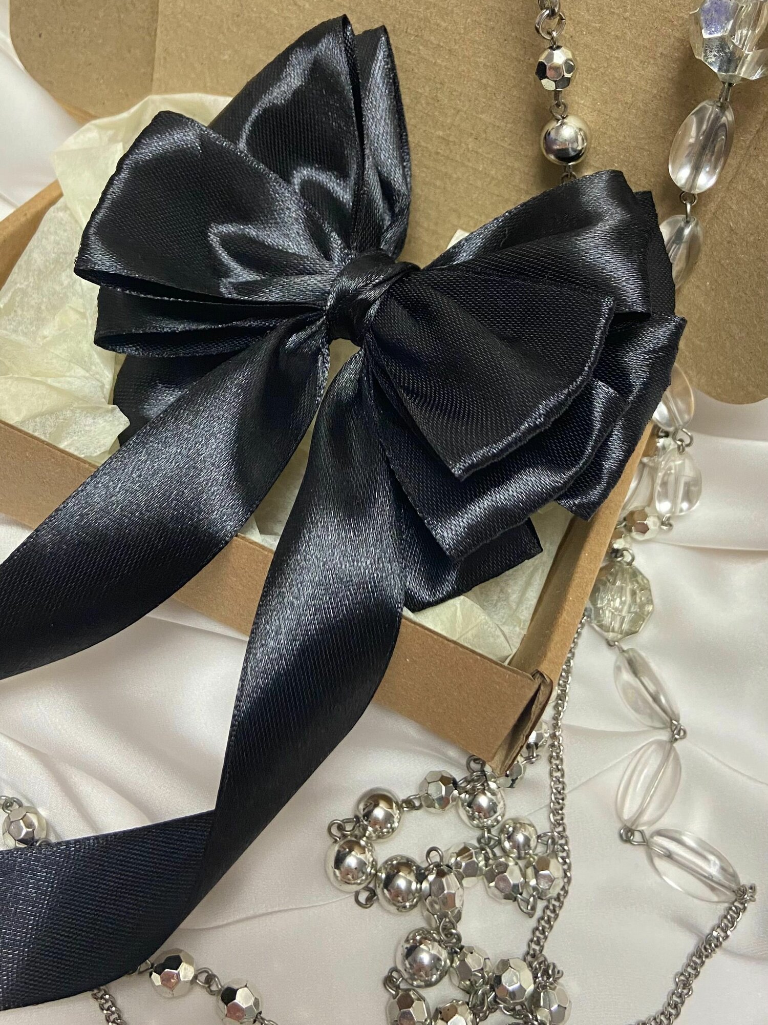 Бант для волос ручной работы на заколке-автомат, 1 шт, 22 см