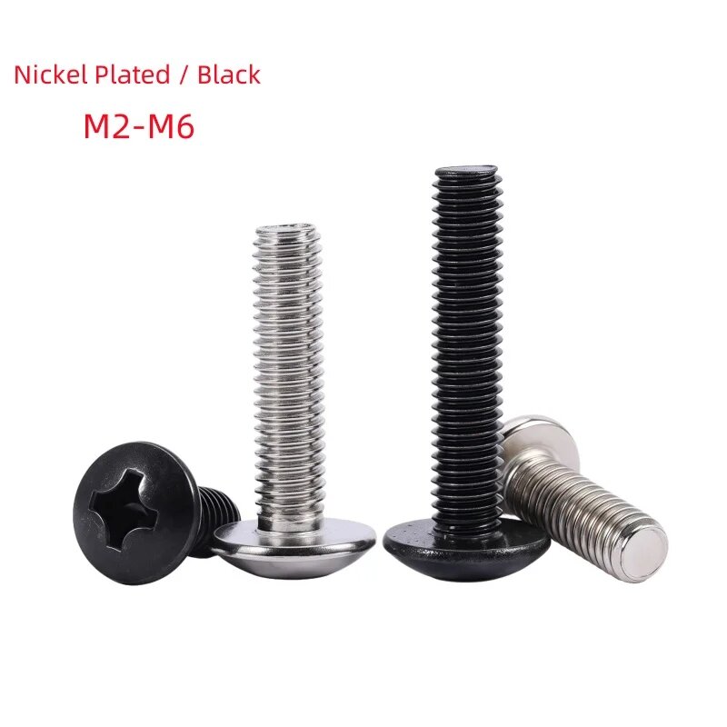 Винты углеродистой стали с плоской головкой M2 M2.5 M3 M4 M5 M6 M2.5x10 -50pcs, Black