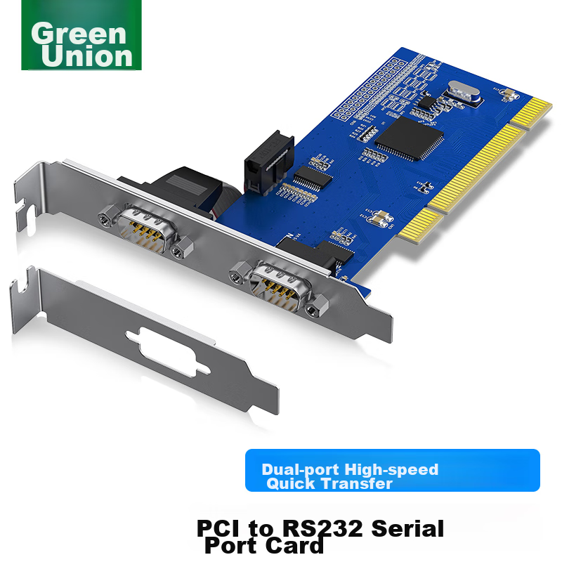 Lulian PCI to RS232 Dual Serial Card, PCI to COM Port Adapter Card with 2 Ports And 9-Pin Interface Expansion Card, RS232 Multi-Serial Card for Desktop Computer Optical Fiber Expansion Card, 80115