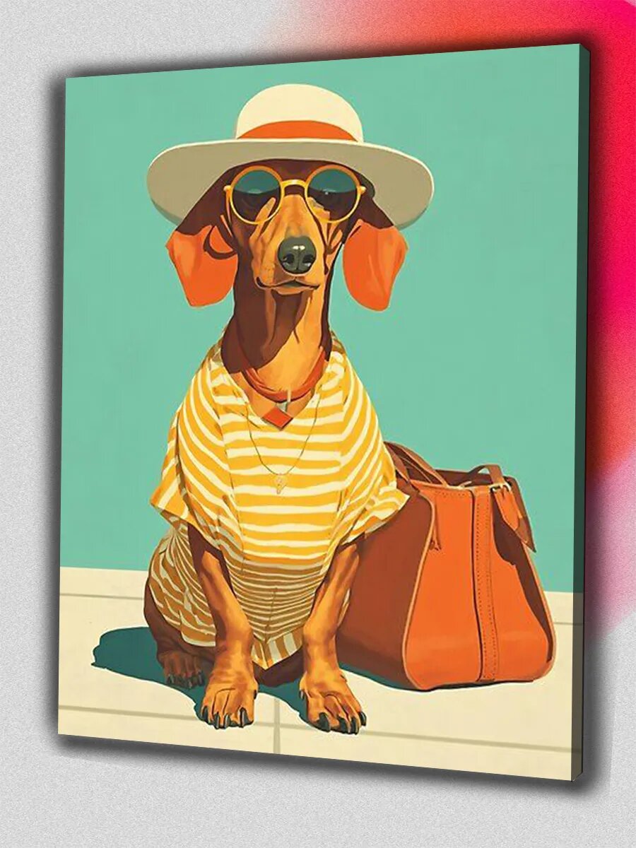 Картина по номерам на холсте Такса 40 на 50