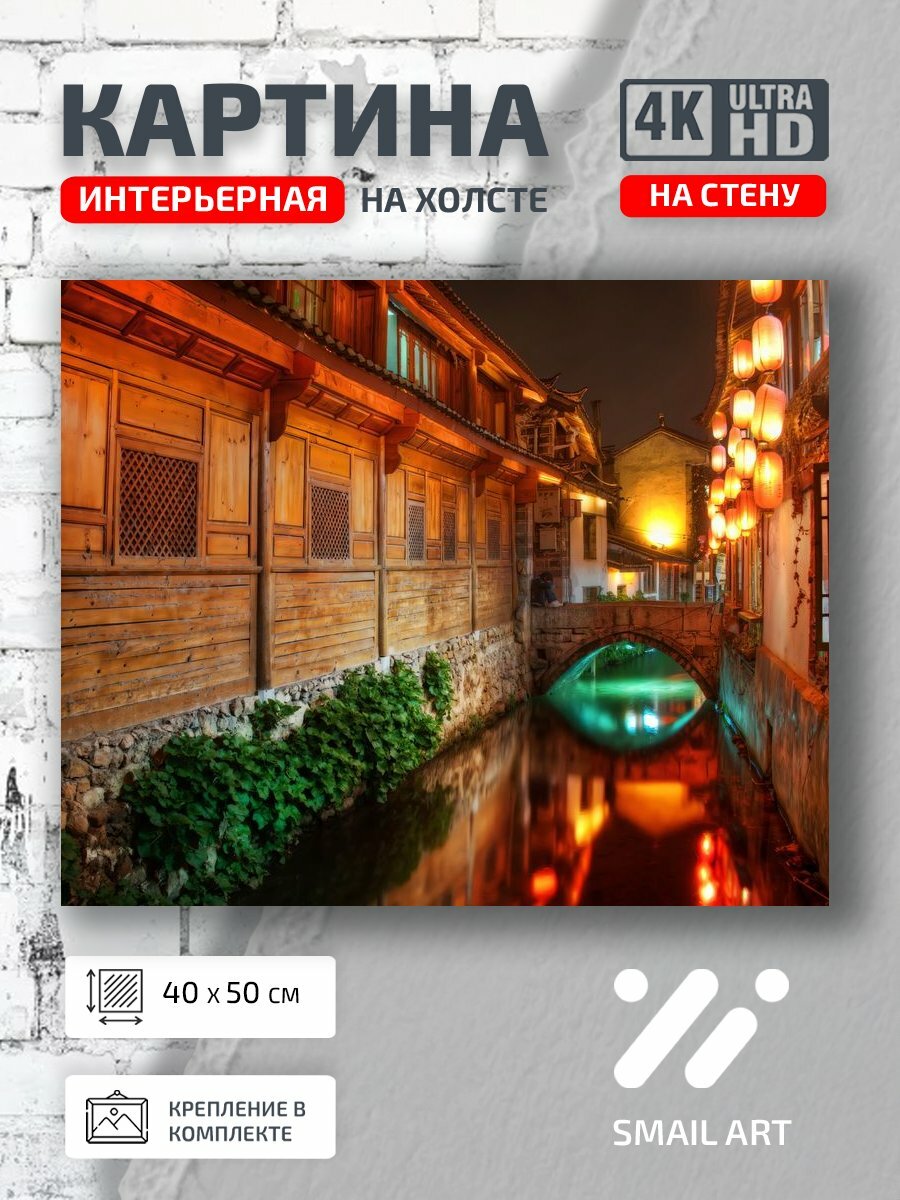 Картина на холсте интерьерная 40 на 50 на стену Улица town для гостиной пейзаж интерьер