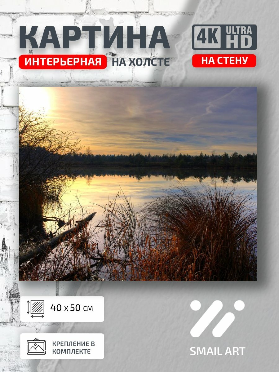 Картина на холсте интерьерная 40 на 50 на стену Озером Landscape для спальни пейзаж декор
