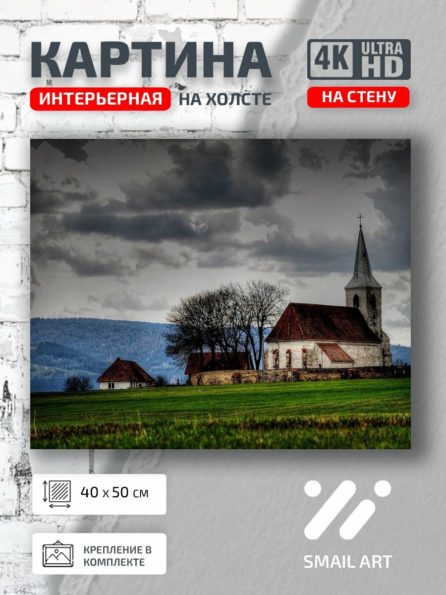 Картина на холсте интерьерная 40 на 50 на стену Поле Landscape для кафе пейзаж интерьер