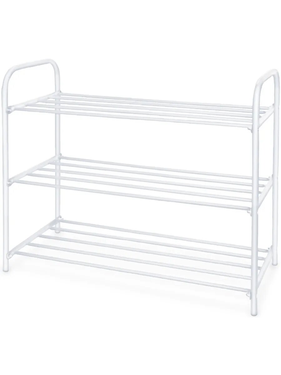 Этажерка для обуви, 3 полки, матовый белый