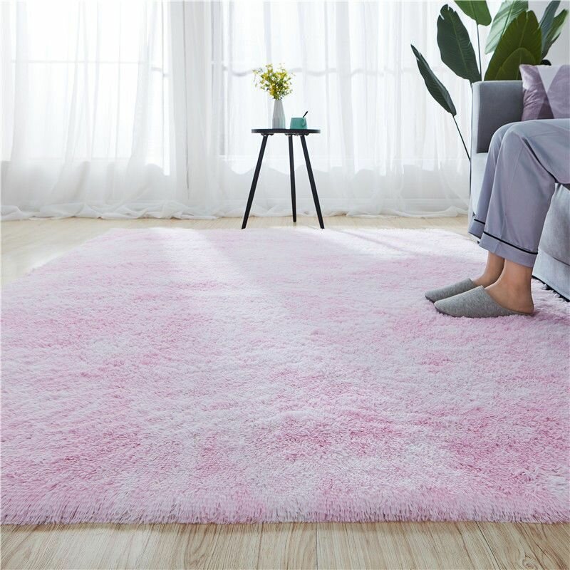 Ковер чистый цвет 160x200 см, розовый длинношерстный ковер, гостиная