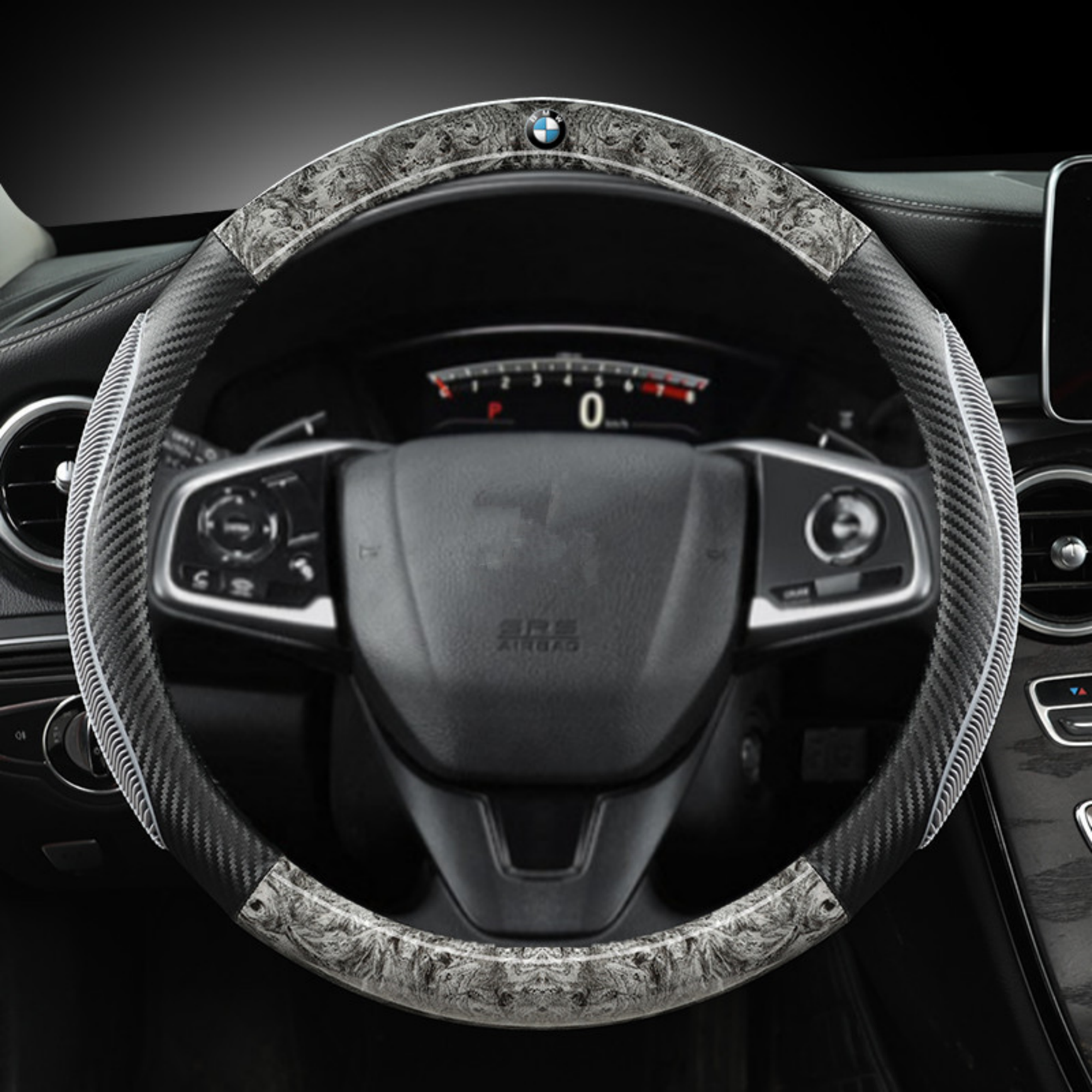 Чехол на руль автомобиля BMW, хорошая воздухопроницаемость, нескользящий, подходит для диаметра 38 см, серый