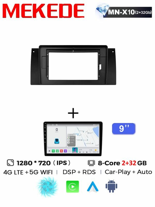 Магнитола 9" Mekede MN X10 Pro 2/32 Gb BMW X5 5-series E39E53 1999-2006 carplay