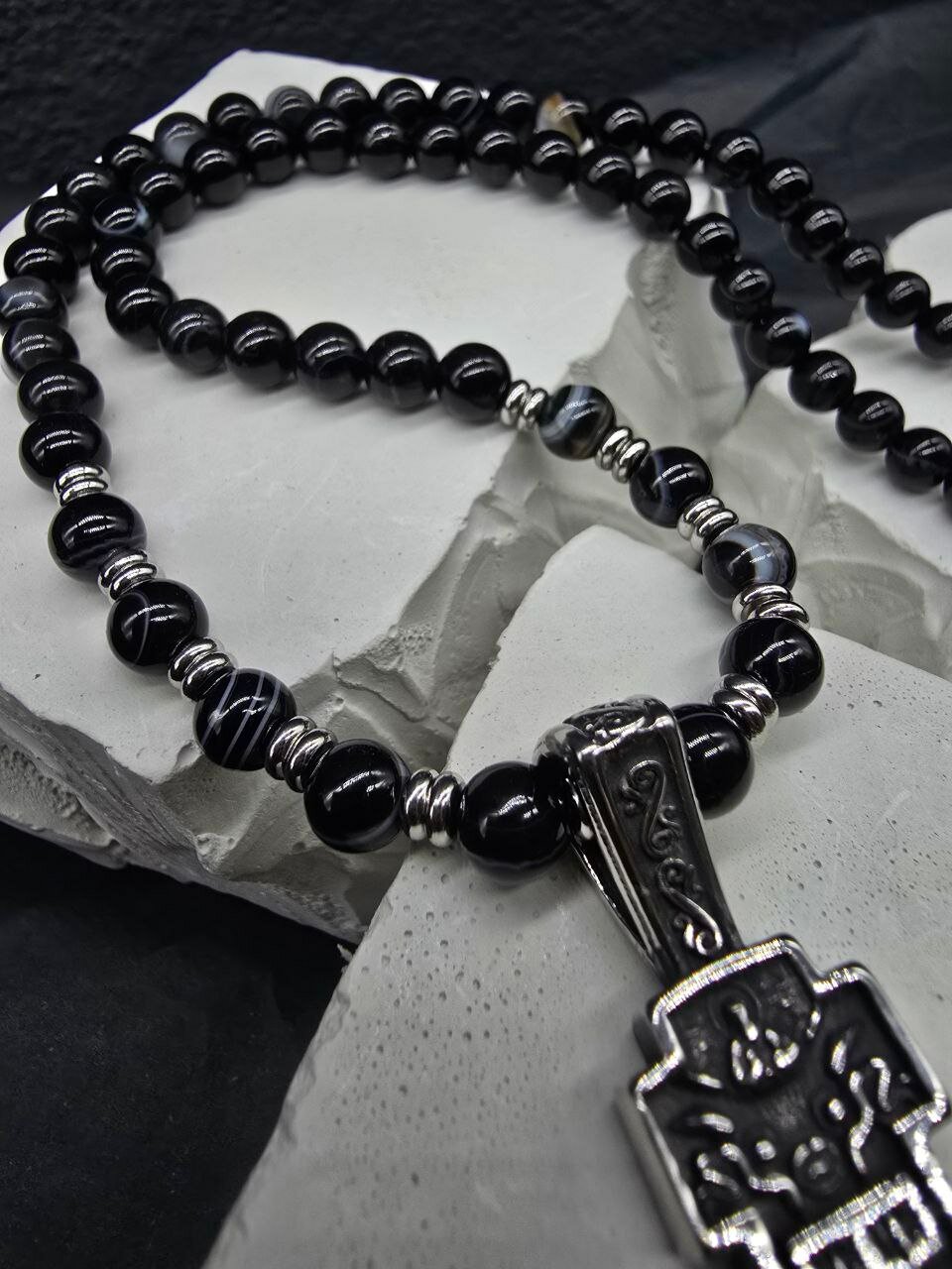 Бусы, длина 60 см, black — фото 1