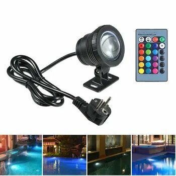 Подводный светильник AC85-265V 10W RGB LED подводный светильник с пультом дистанционного управления, черный