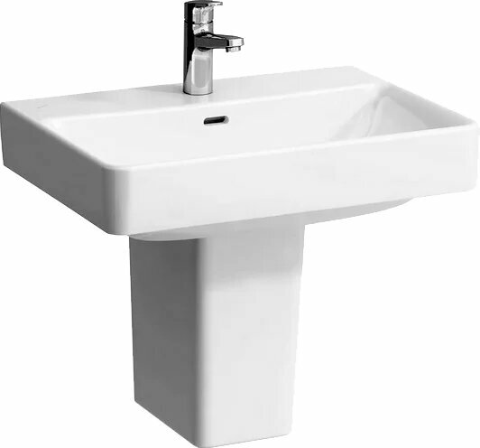 Раковина Laufen Pro S 8.1096.3.000.104.1 60 с полупьедесталом, 60 см, фарфоровая, раковина для ванной, белая, прямоугольная, со сливом-переливом